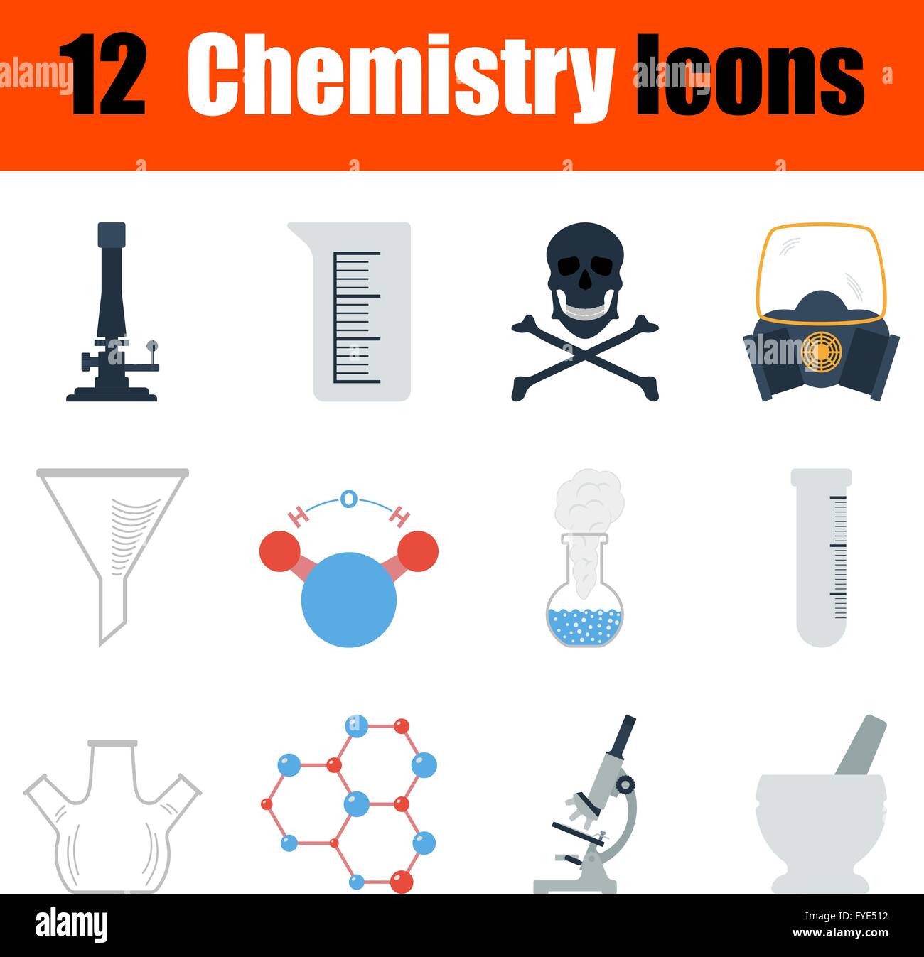 Flat design chemistry icon set in ui colors. Vector illustration Stock ...