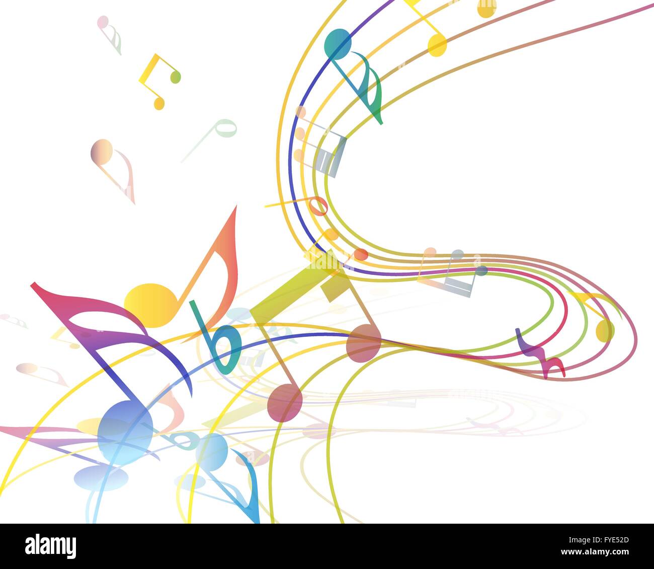 Musical Design Elements From Music Staff With Notes in gradient ...
