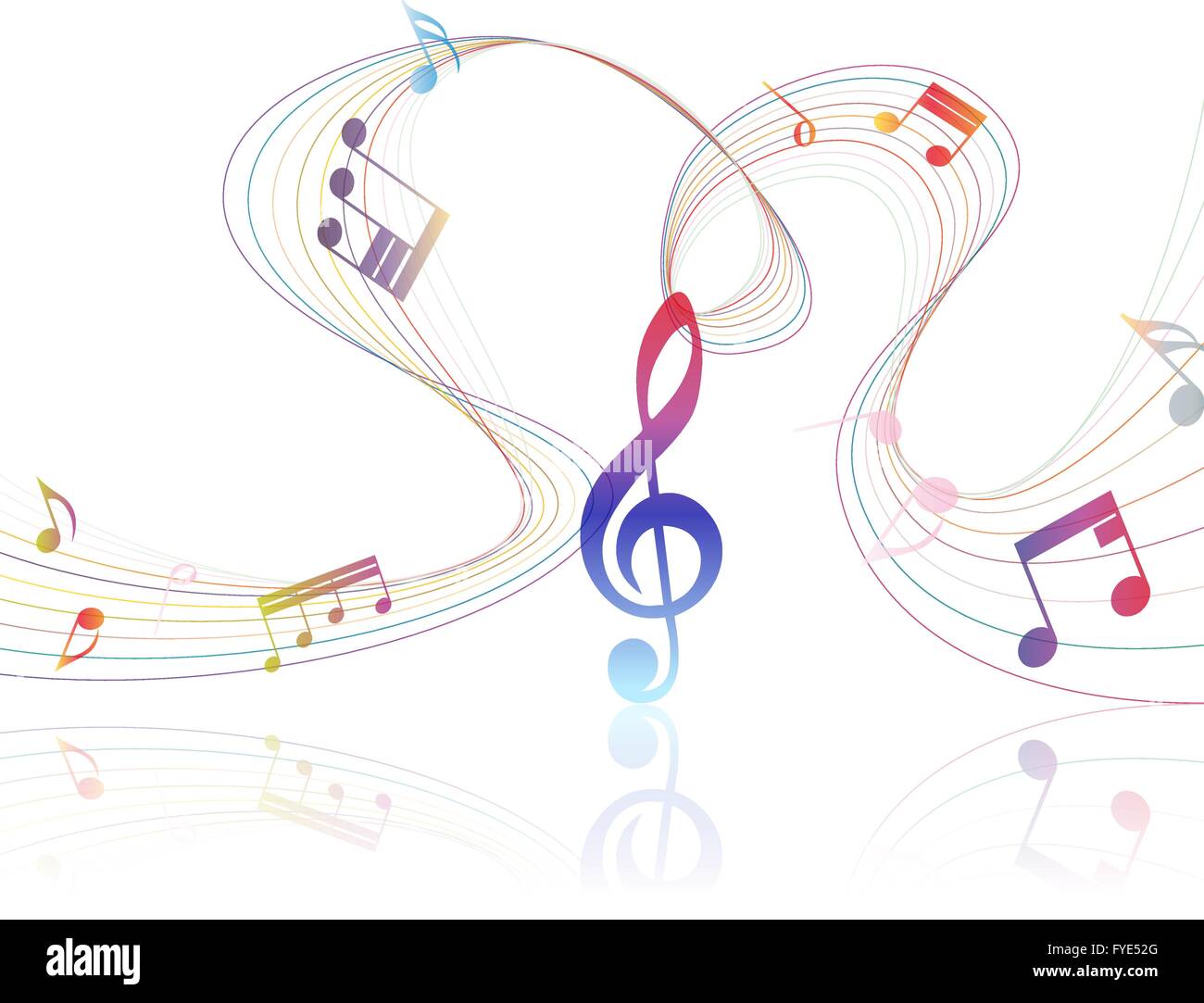 Musical Design Elements From Music Staff With Treble Clef And Notes in ...