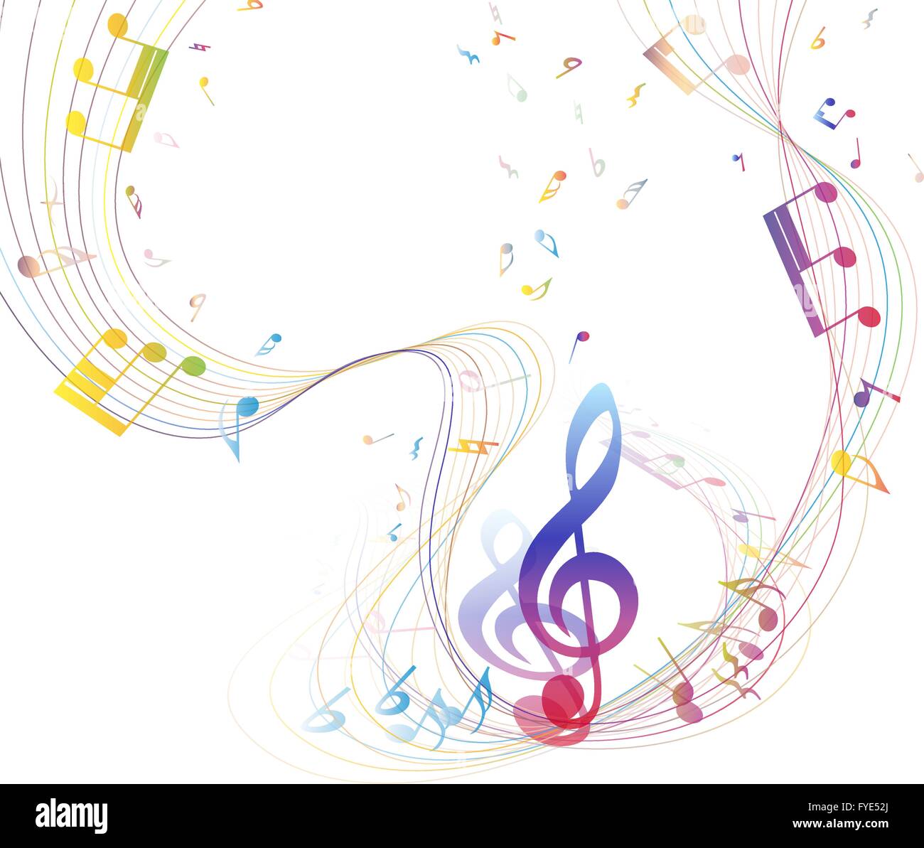 Musical Design Elements From Music Staff With Treble Clef And Notes in ...