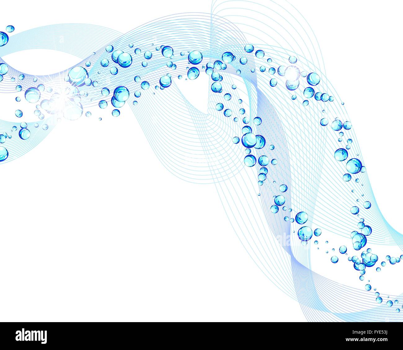 Water Lines Concept Design With Bubbles of Air and Text Space. Elegant ...