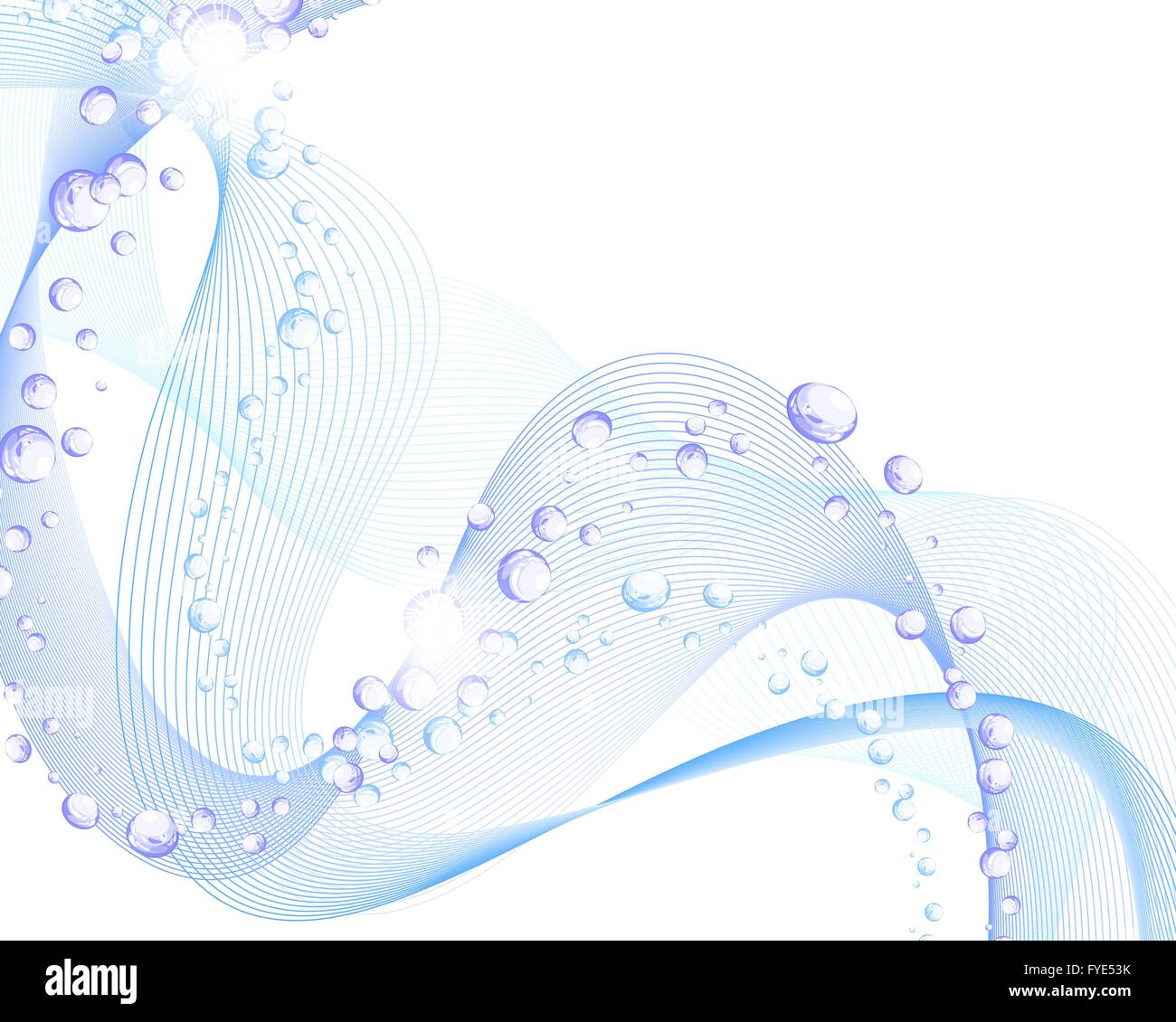 Water Lines Concept Design With Bubbles of Air and Text Space. Elegant ...