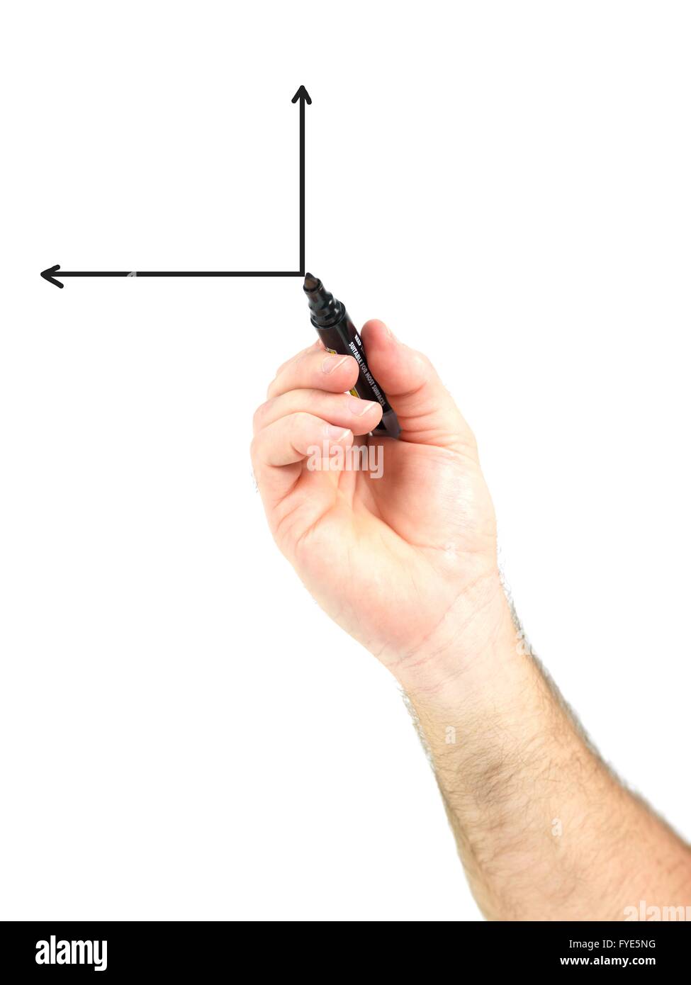 A hand writing with a black marka on a glass screen Stock Photo - Alamy