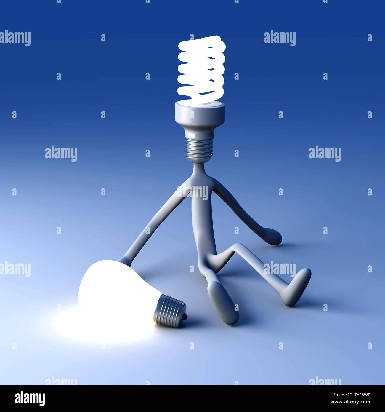 3d render man thinking lightbulb hi-res stock photography and images ...