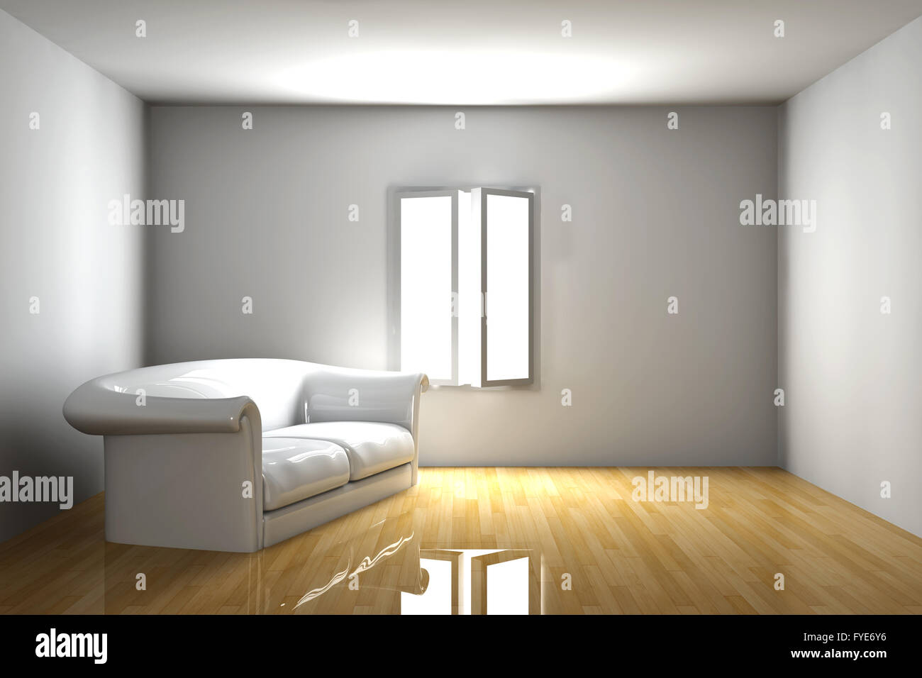 White Sofa in an empty room Stock Photo - Alamy