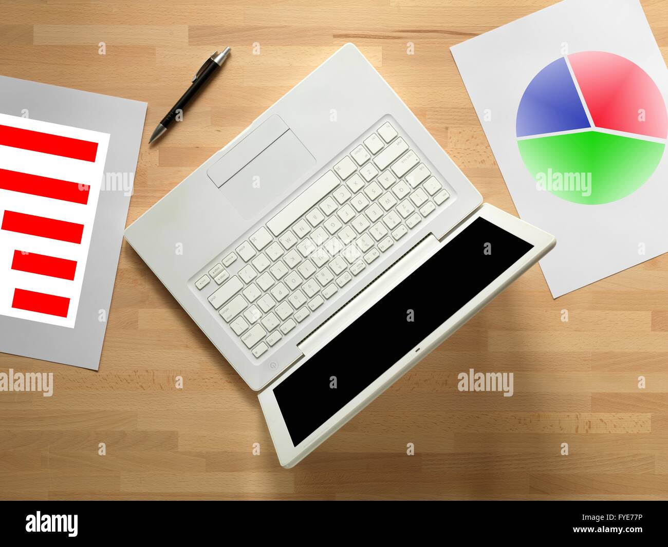 A workplace scene isolated against a white background Stock Photo - Alamy