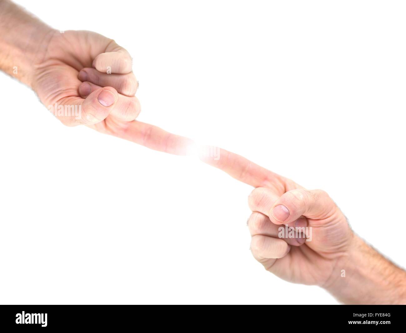 Two hands isolated against a white background Stock Photo - Alamy