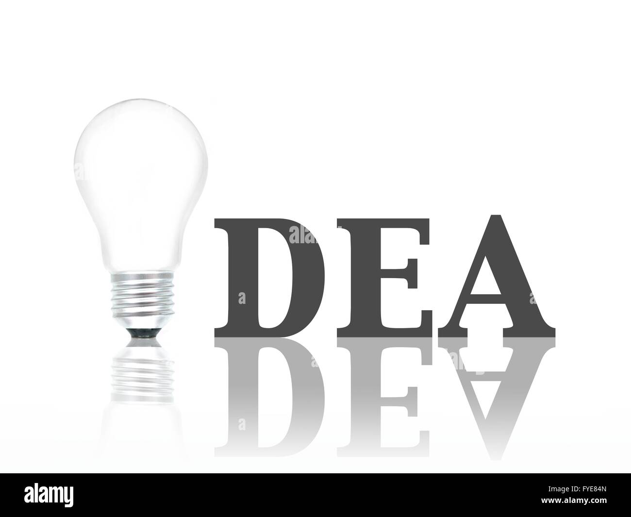 A light bulb spelling idea isolated against a white background Stock ...