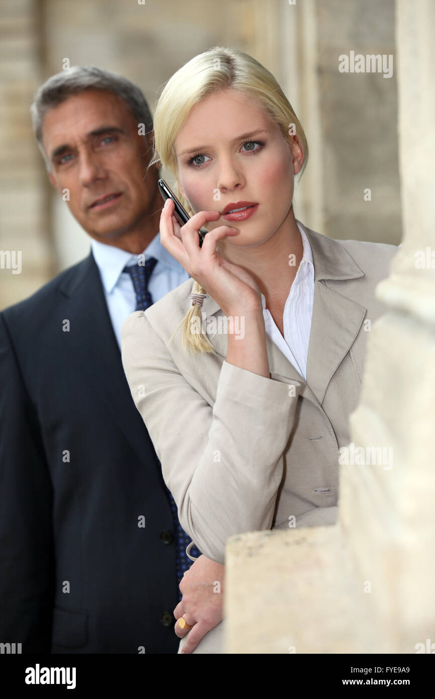 Woman cellphone older partner hi-res stock photography and images - Alamy