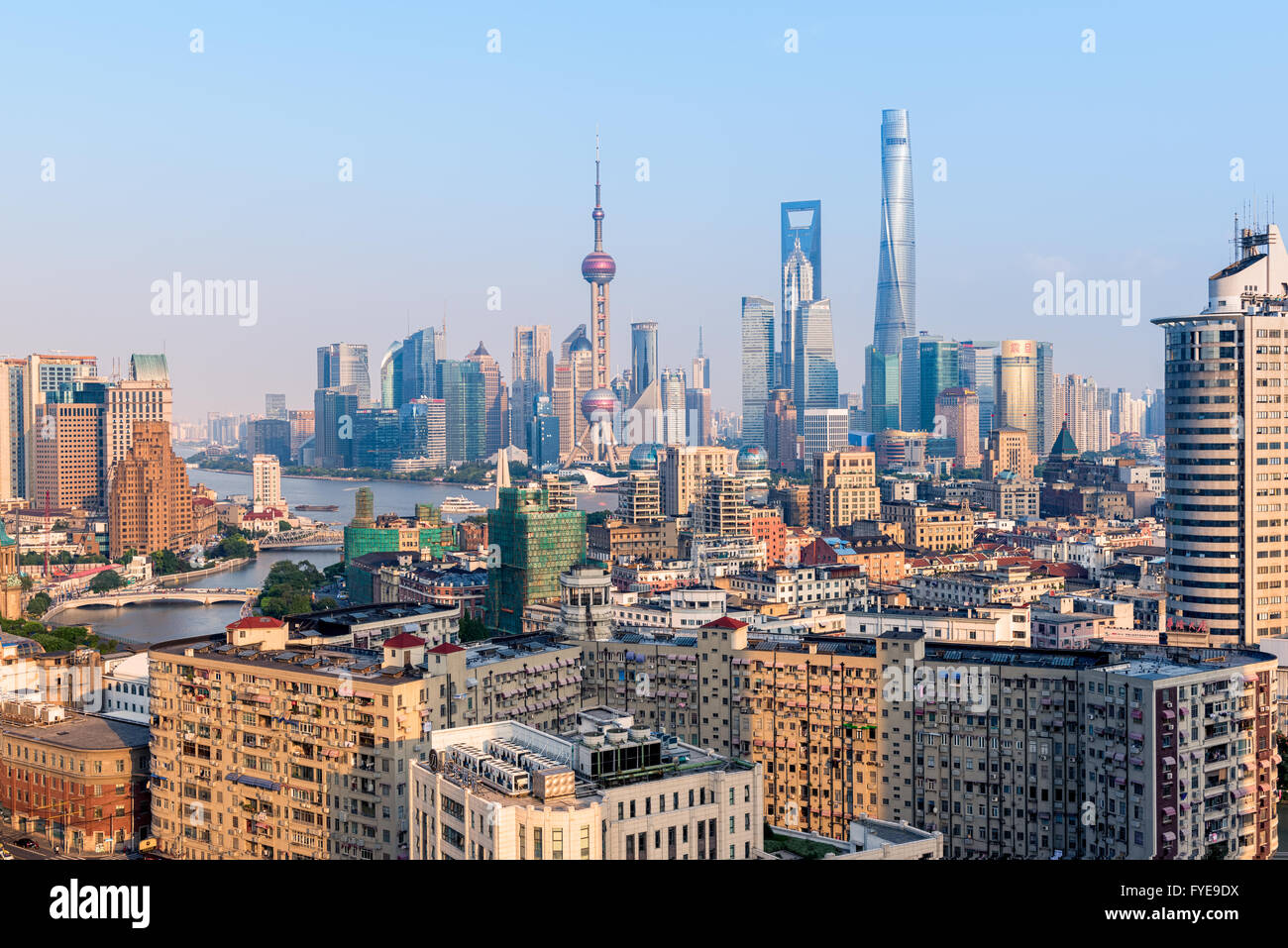 Shanghai, China -Oct 3, 2015:Elevated view of Shanghai skyline Stock ...