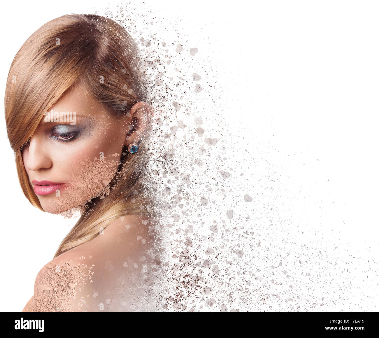 Beautiful woman face crushed Stock Photo - Alamy