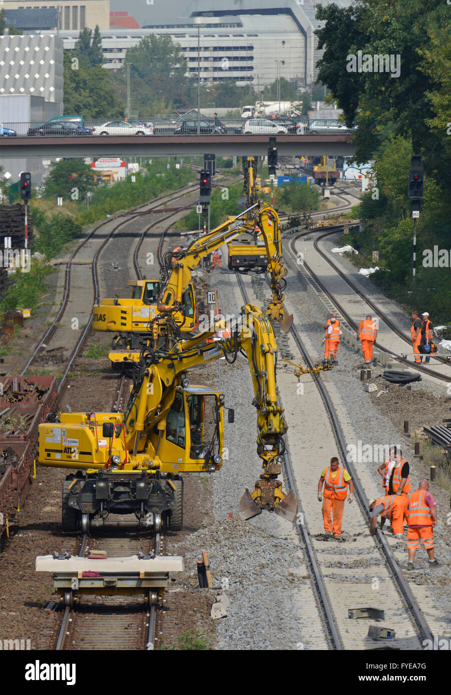 Gleisbau, Ringbahn, Halensee, Wilmersdorf, Berlin, Deutschland Stock ...