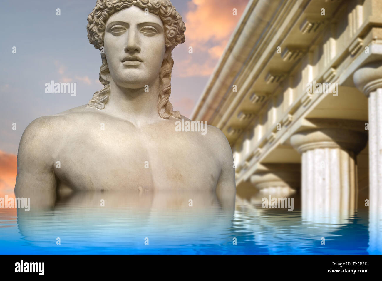 Statue of Hercules Ancient Art reflected in a calm sea Stock Photo - Alamy