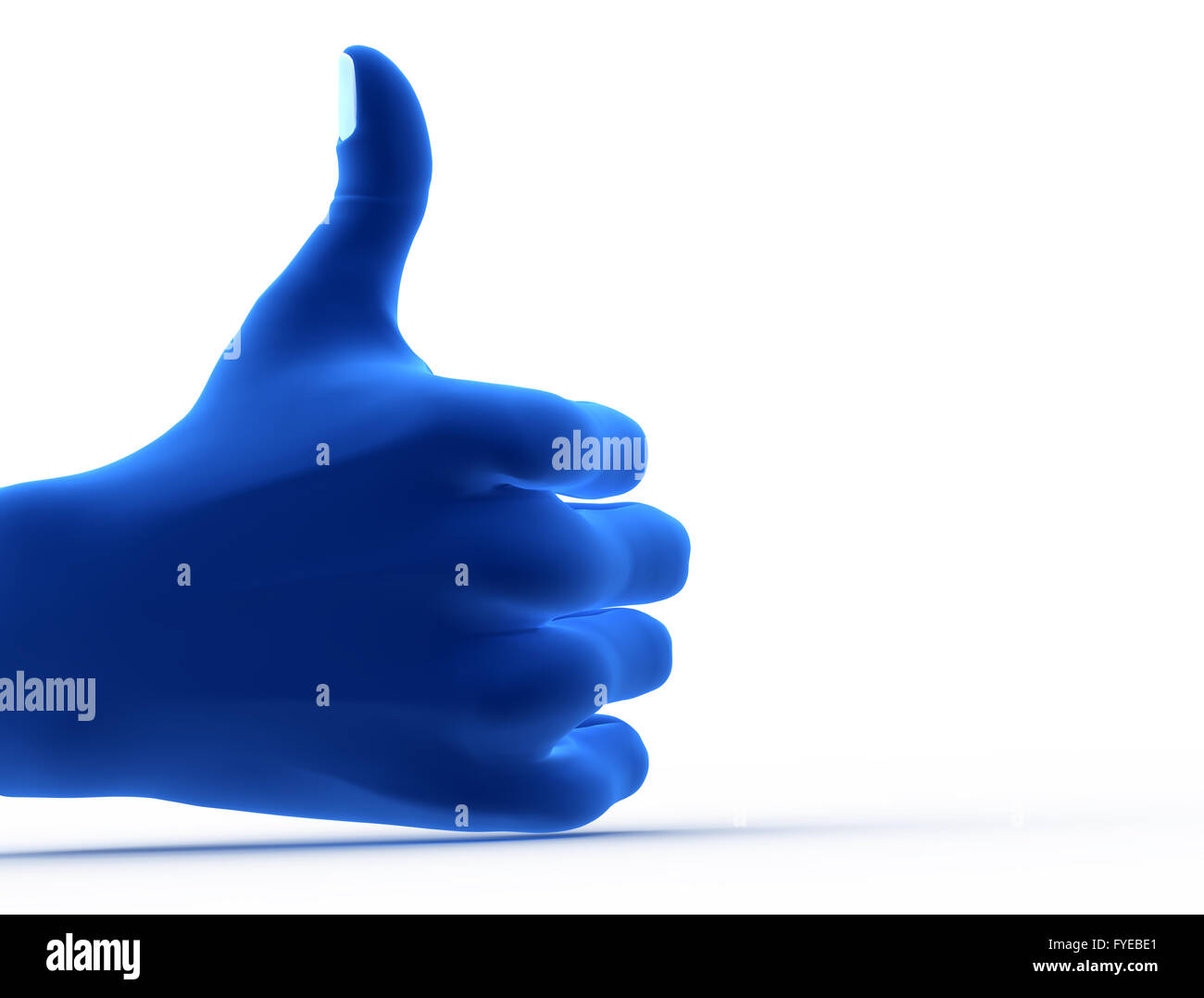 Okay gesture. Blue hand from screen Stock Photo - Alamy