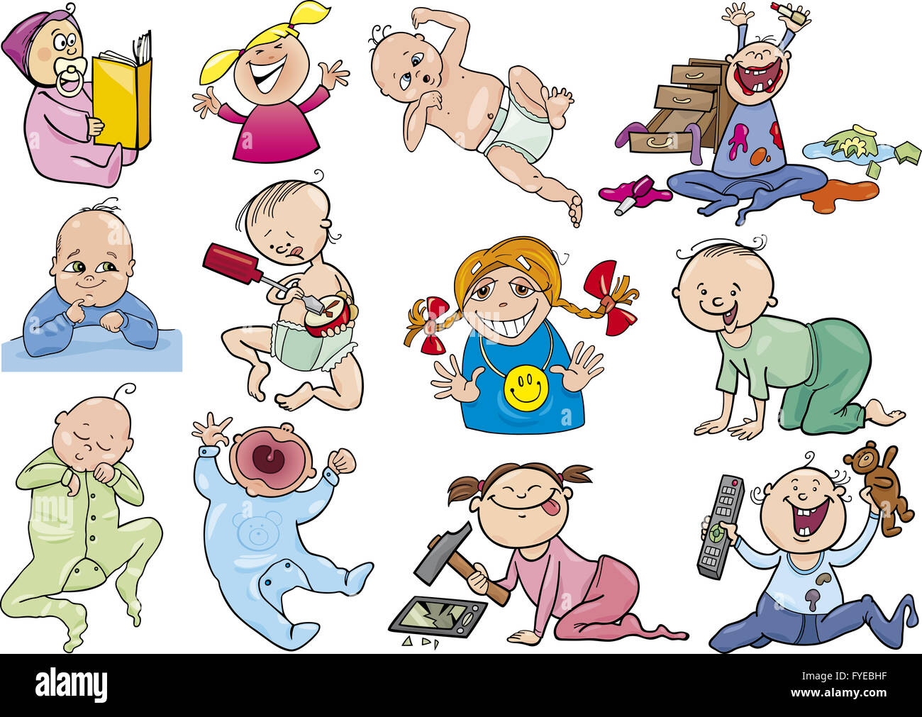 cartoon babies and children set Stock Photo - Alamy