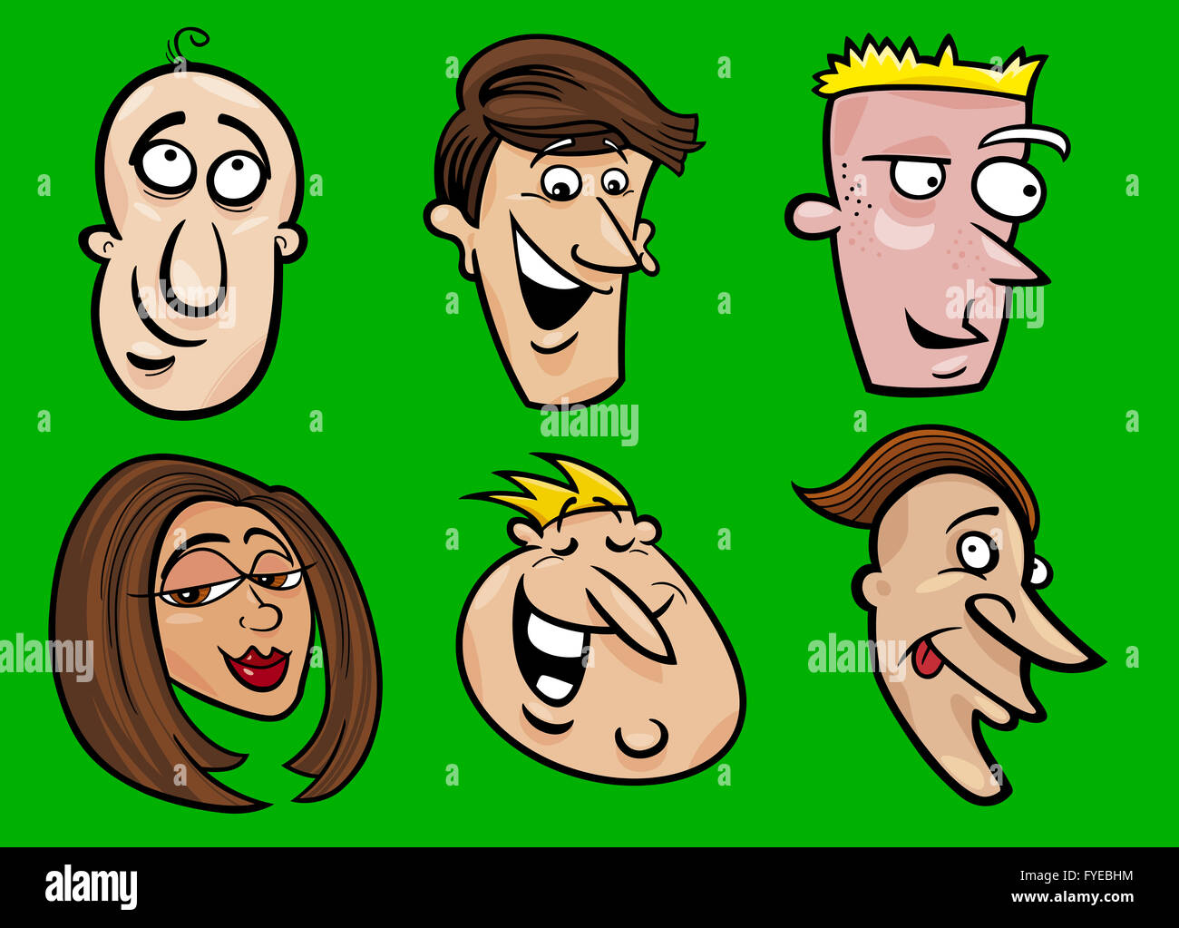 set of happy people faces Stock Photo - Alamy