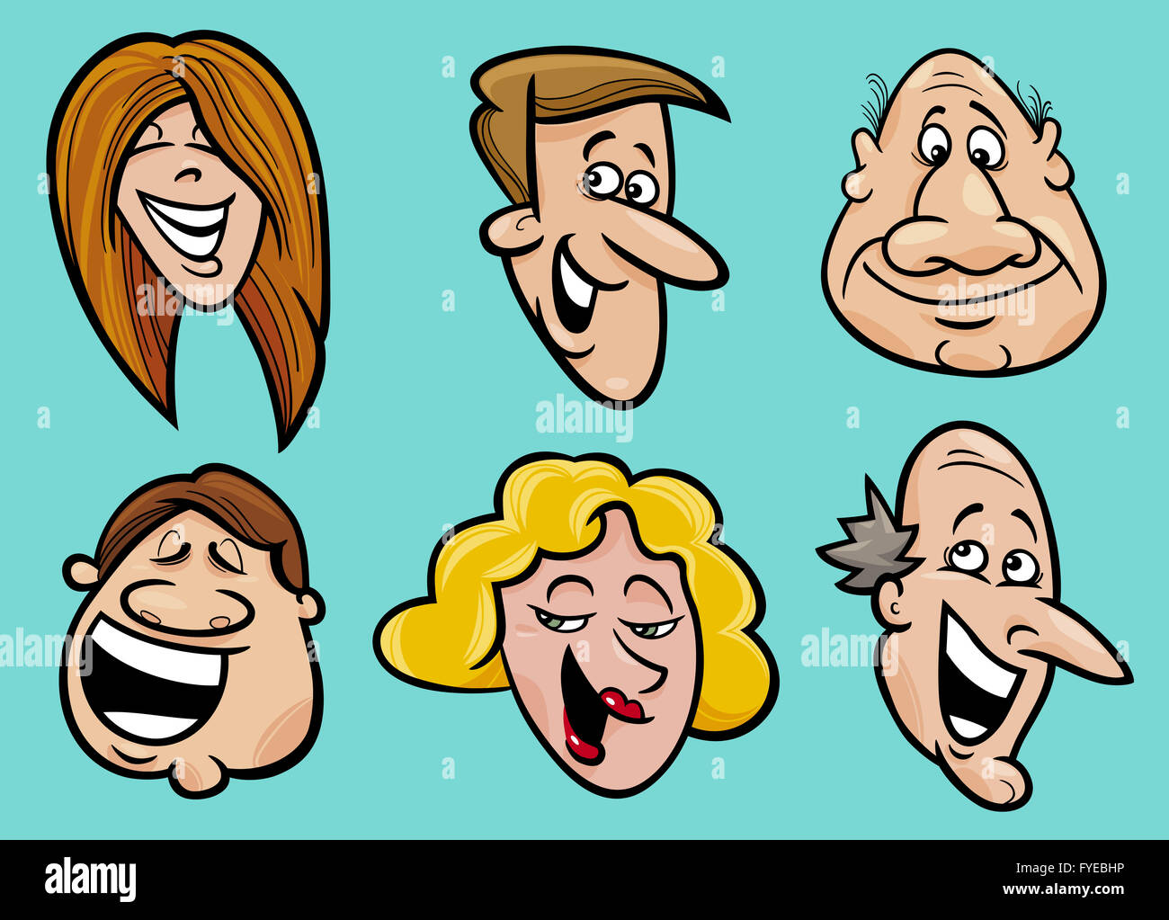 set of happy people faces Stock Photo - Alamy