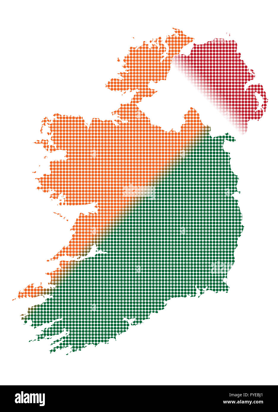 An Ireland dot map in colour isolated on a white background Stock Photo ...