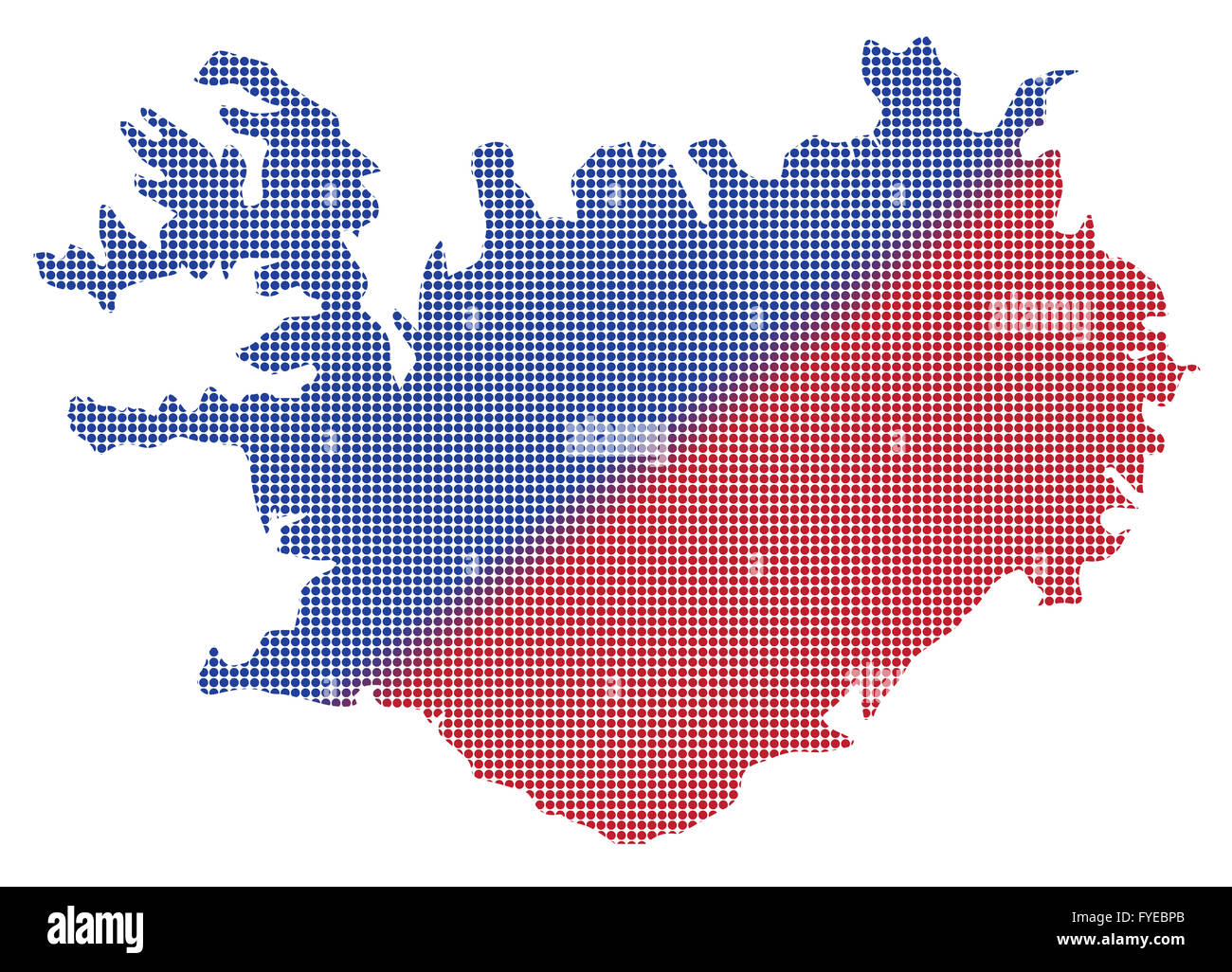 An Iceland dot map in blue And red isolated on a white background Stock ...