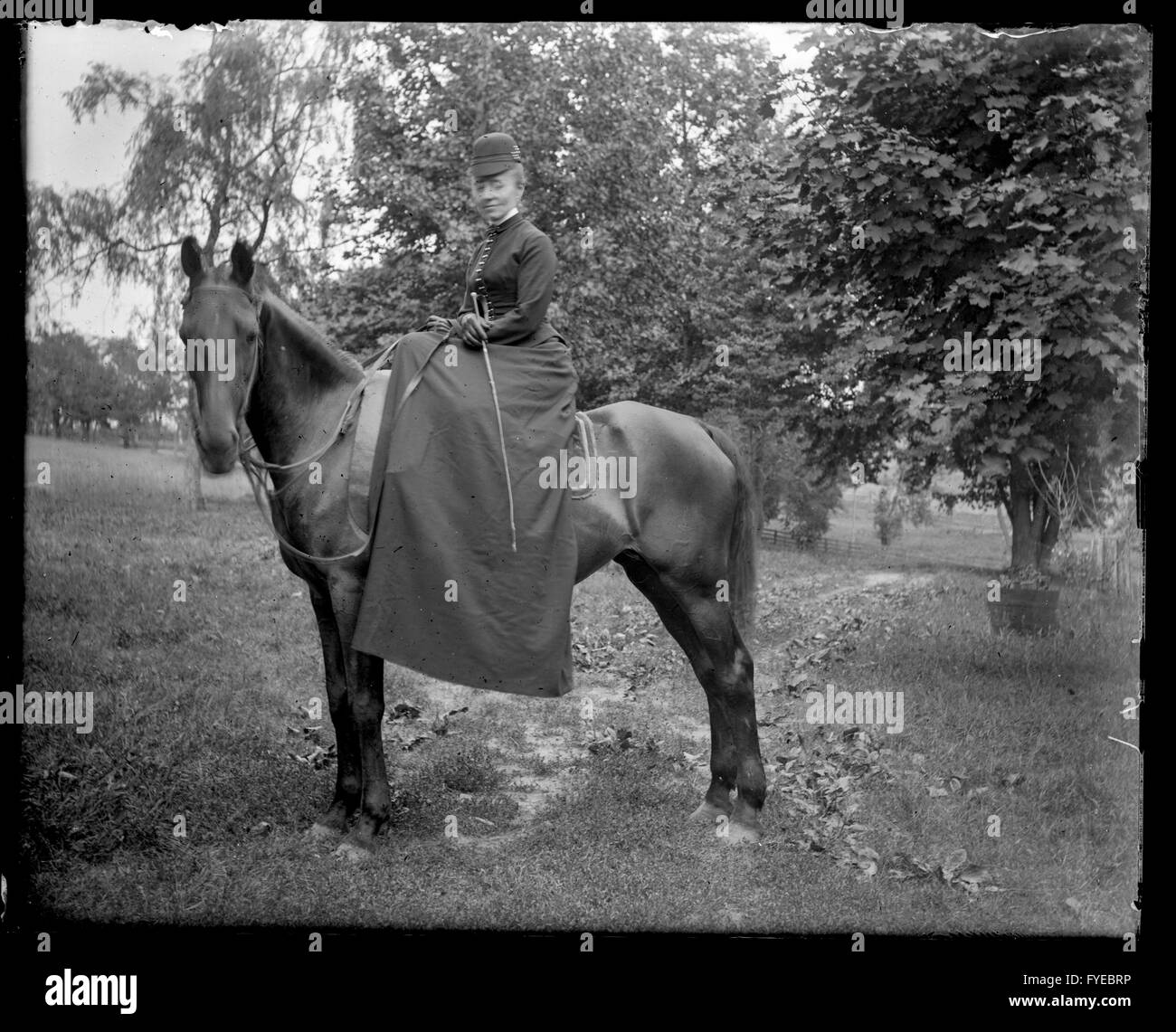 Victorian photograph of a woman riding a horse in Fallston, Maryland ...
