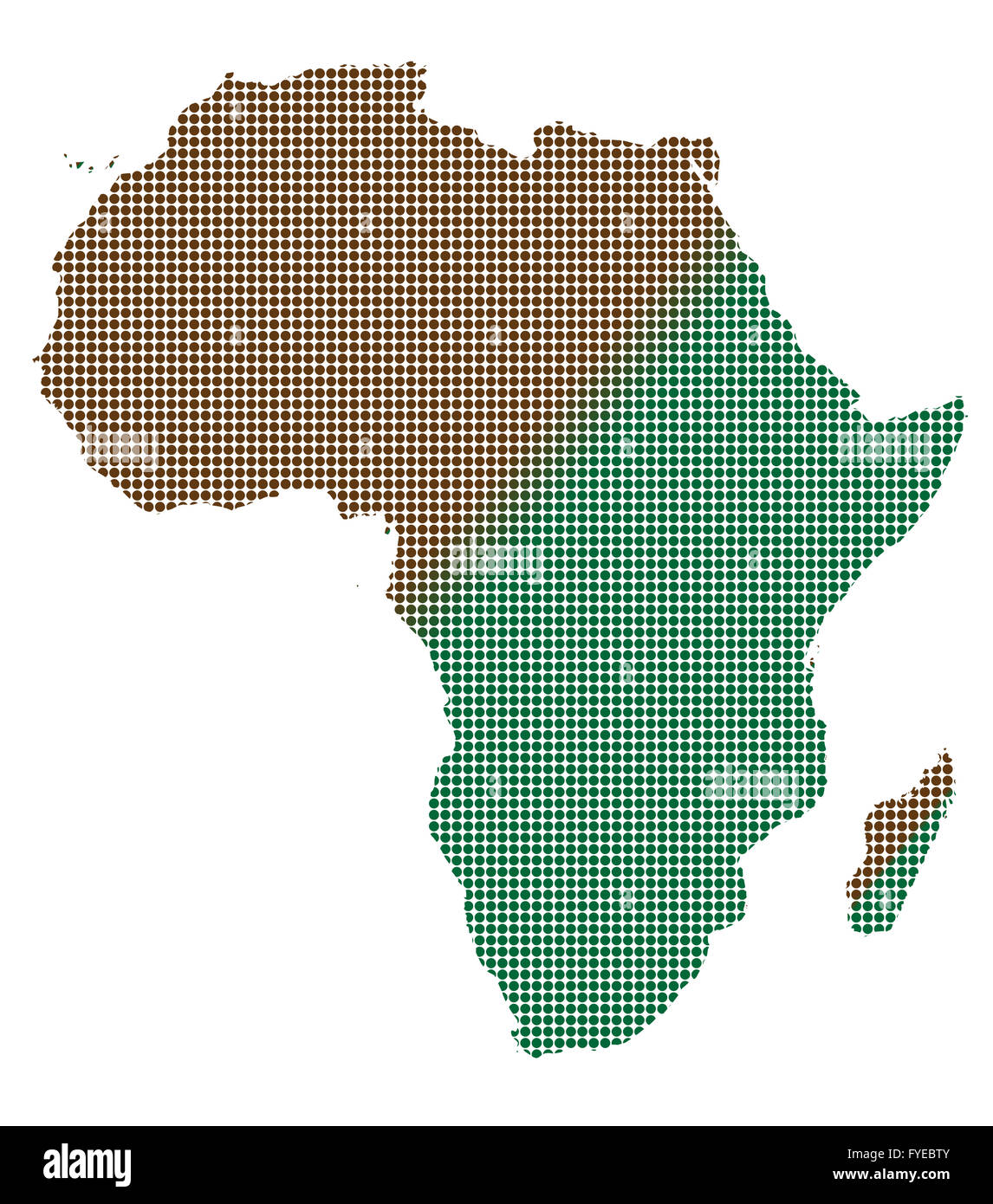 An Africa dot map in brown And green isolated on a white background ...