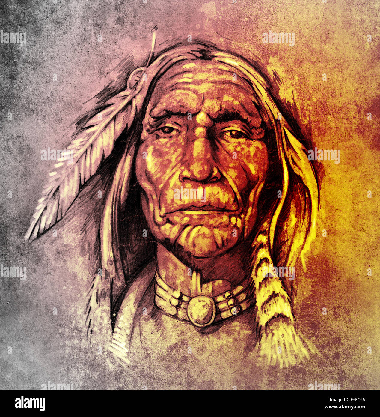 Indian Head Drawing