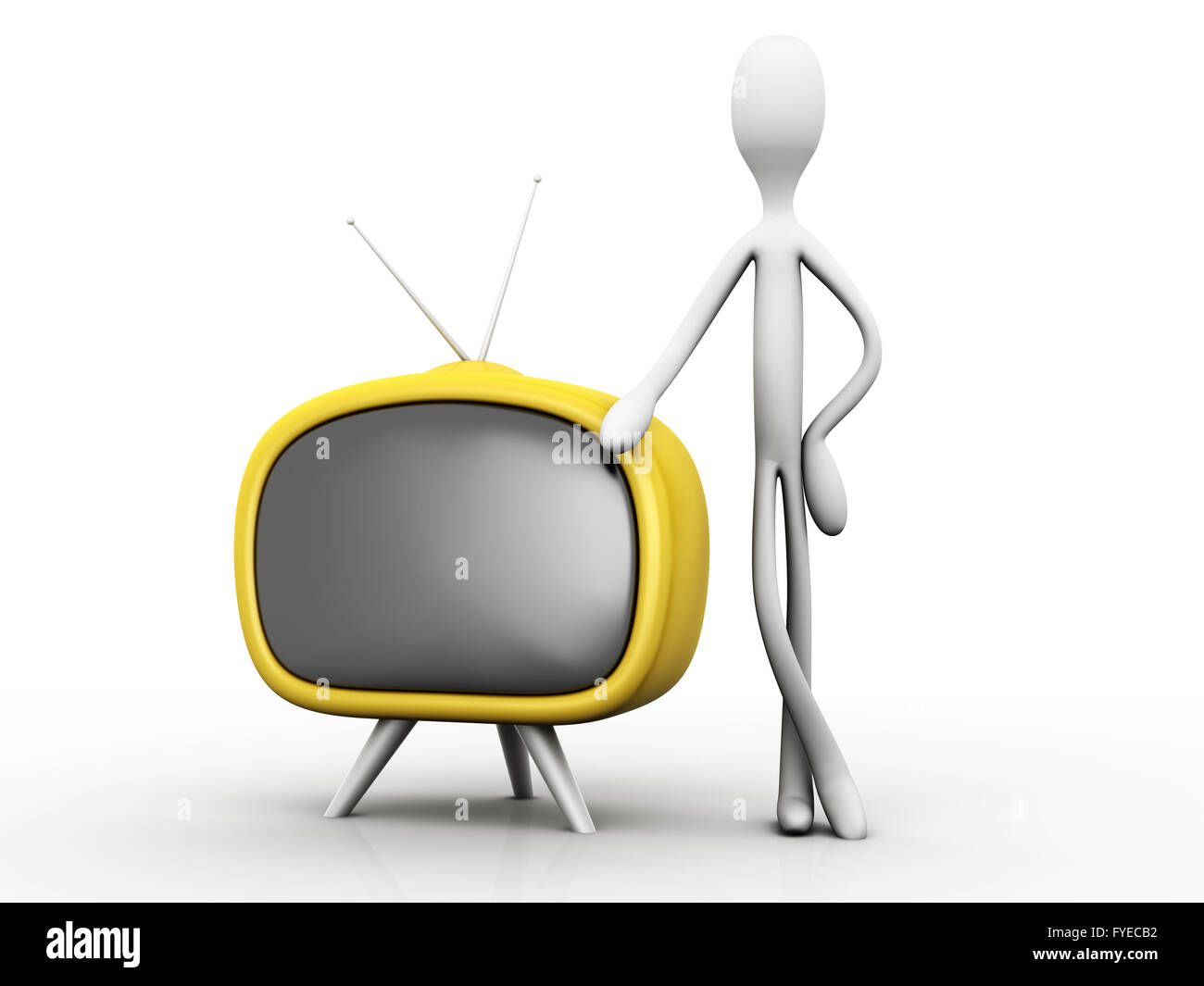 Guy with a TV Stock Photo - Alamy