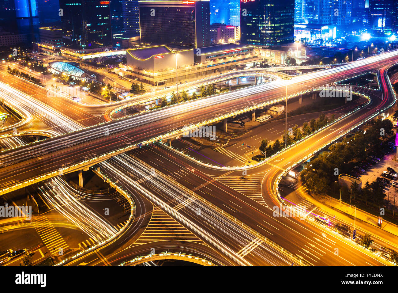 overpass whti motion light at night Stock Photo - Alamy