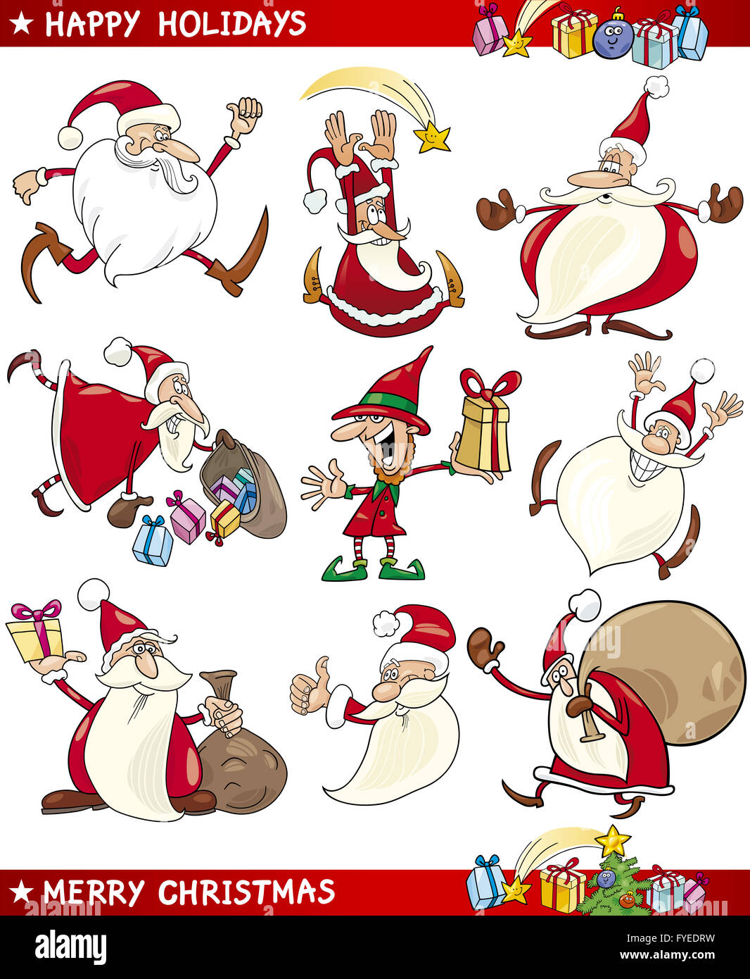 Cartoon Set of Christmas Themes Stock Photo - Alamy