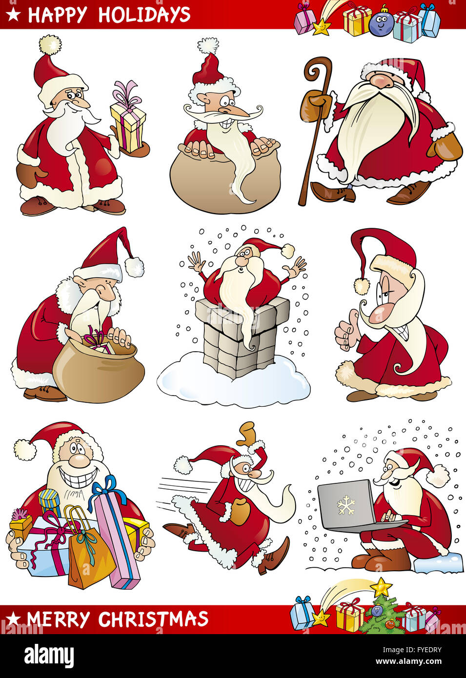 Cartoon Set of Christmas Themes Stock Photo - Alamy