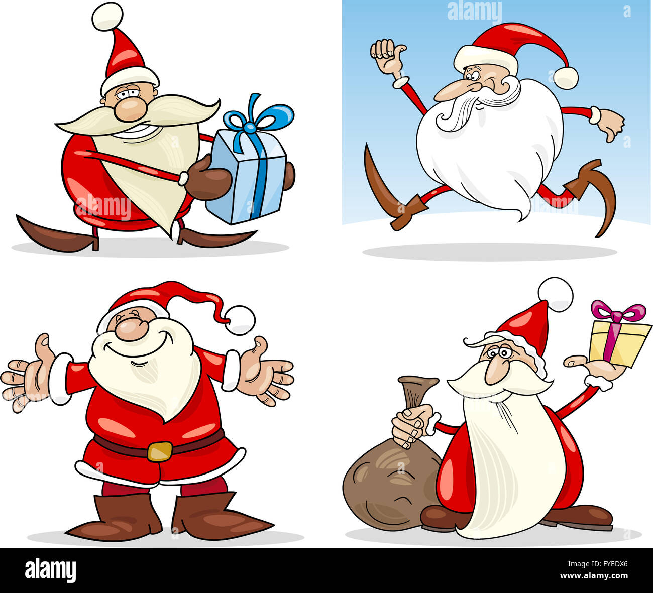 Cartoon Christmas Santa Clauses Set Stock Photo - Alamy