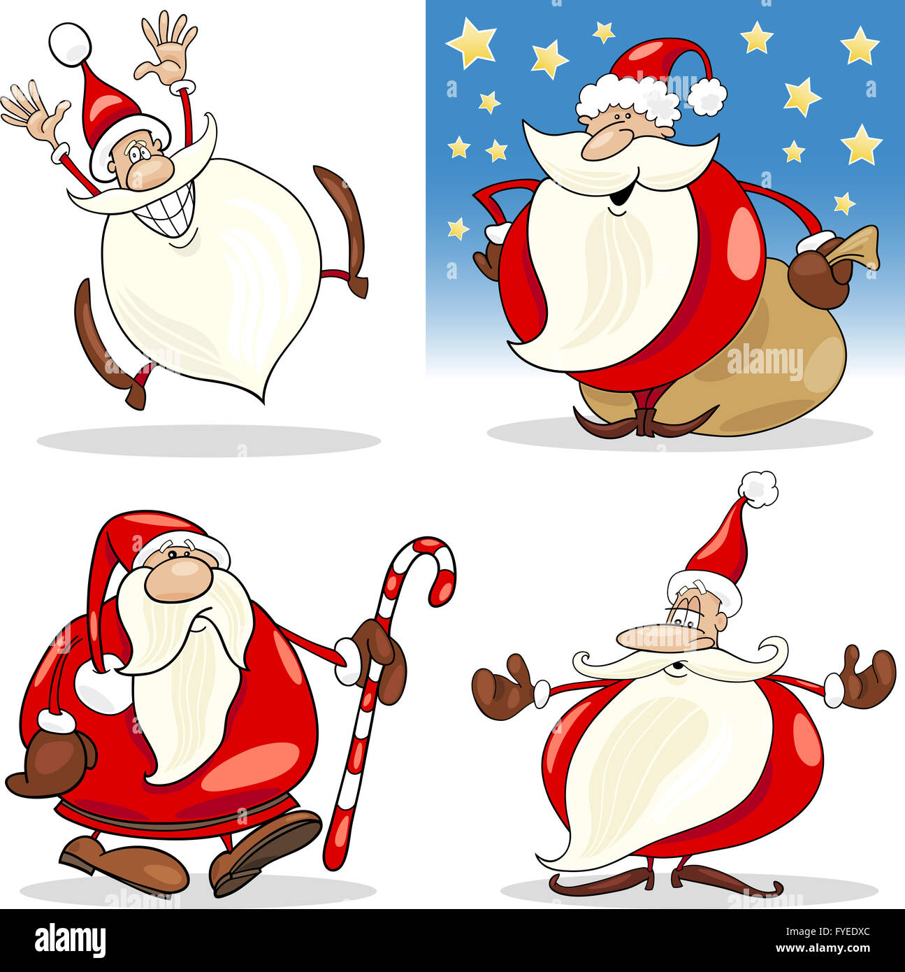 Cartoon Christmas Santa Clauses Set Stock Photo - Alamy