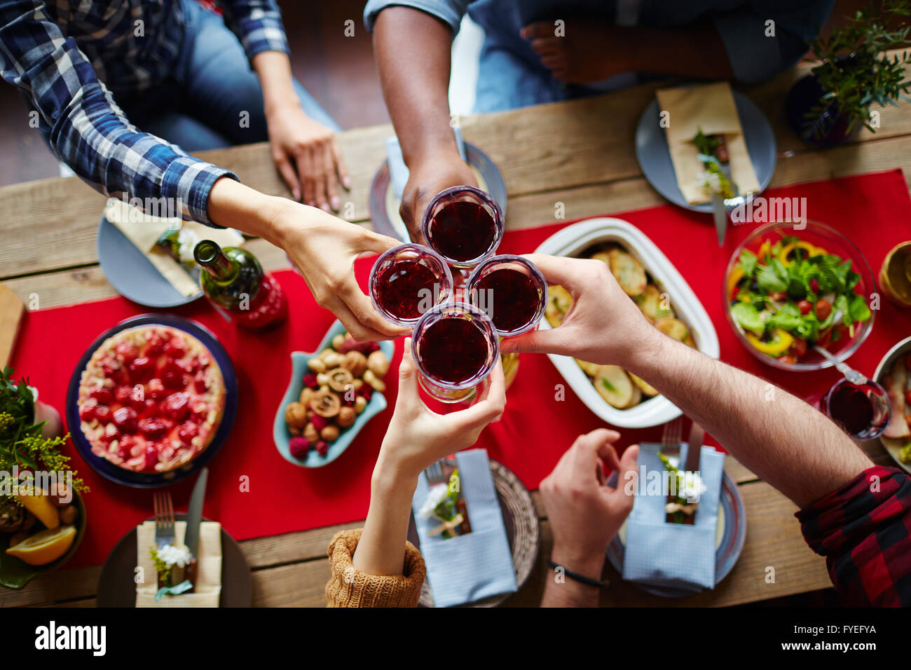 Toasting with homemade wine Stock Photo - Alamy