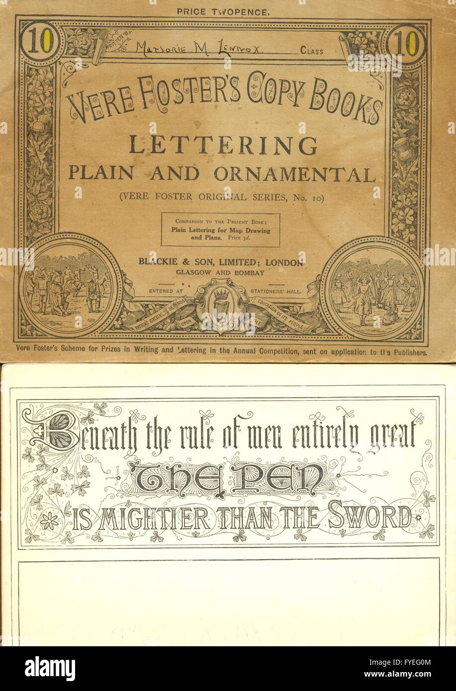 Vere Foster's Copy-Books: Lettering Plain and Ornamental Stock Photo ...
