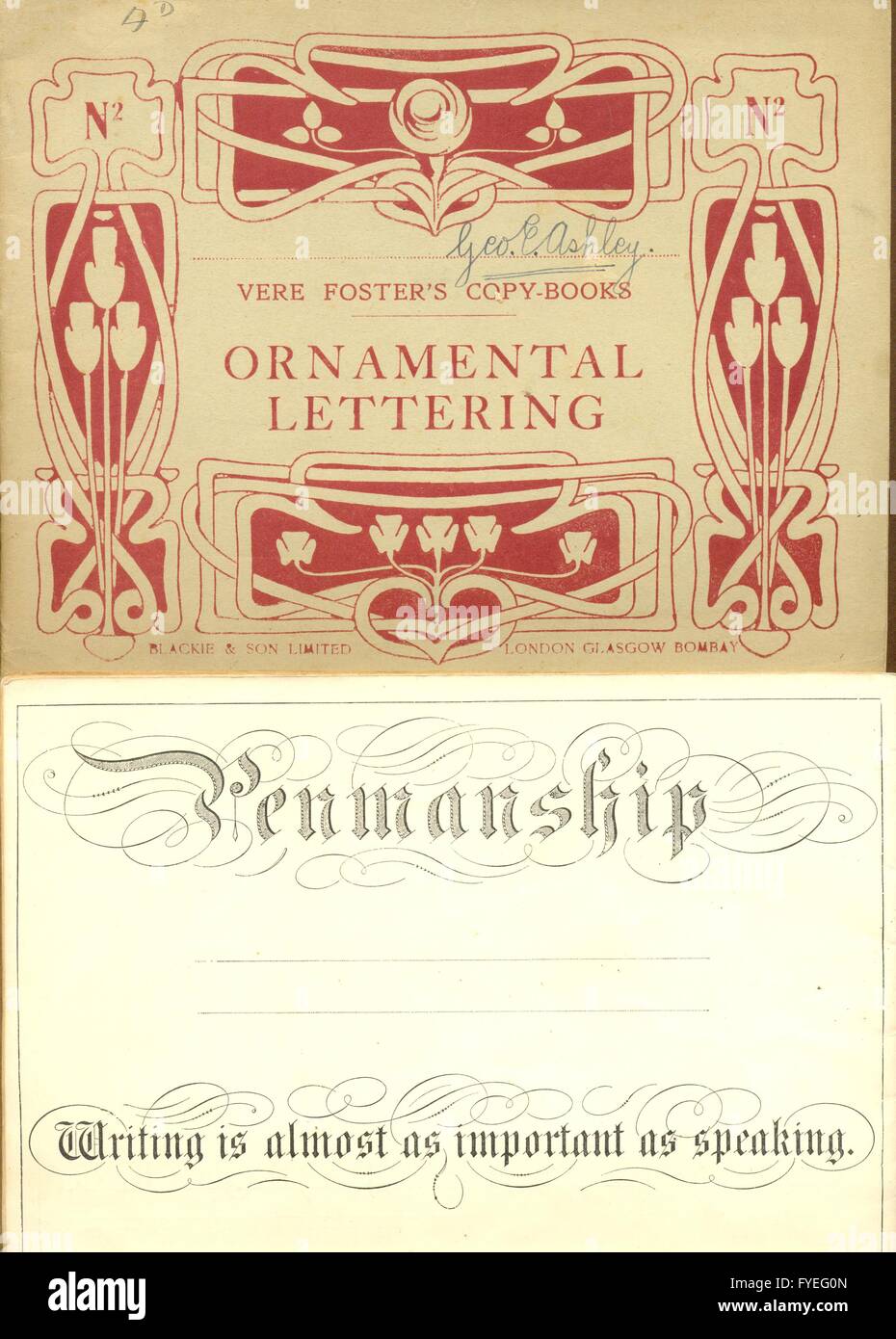 Vere Foster's Copy-Books Ornamental Lettering Stock Photo - Alamy