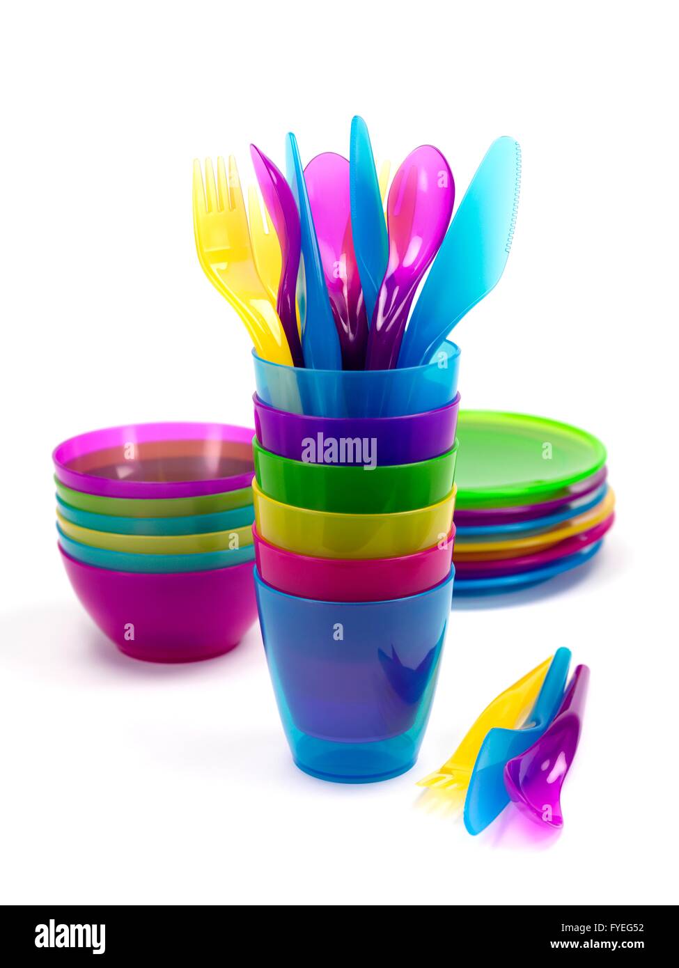 A plastic setting isolated against a white background Stock Photo - Alamy