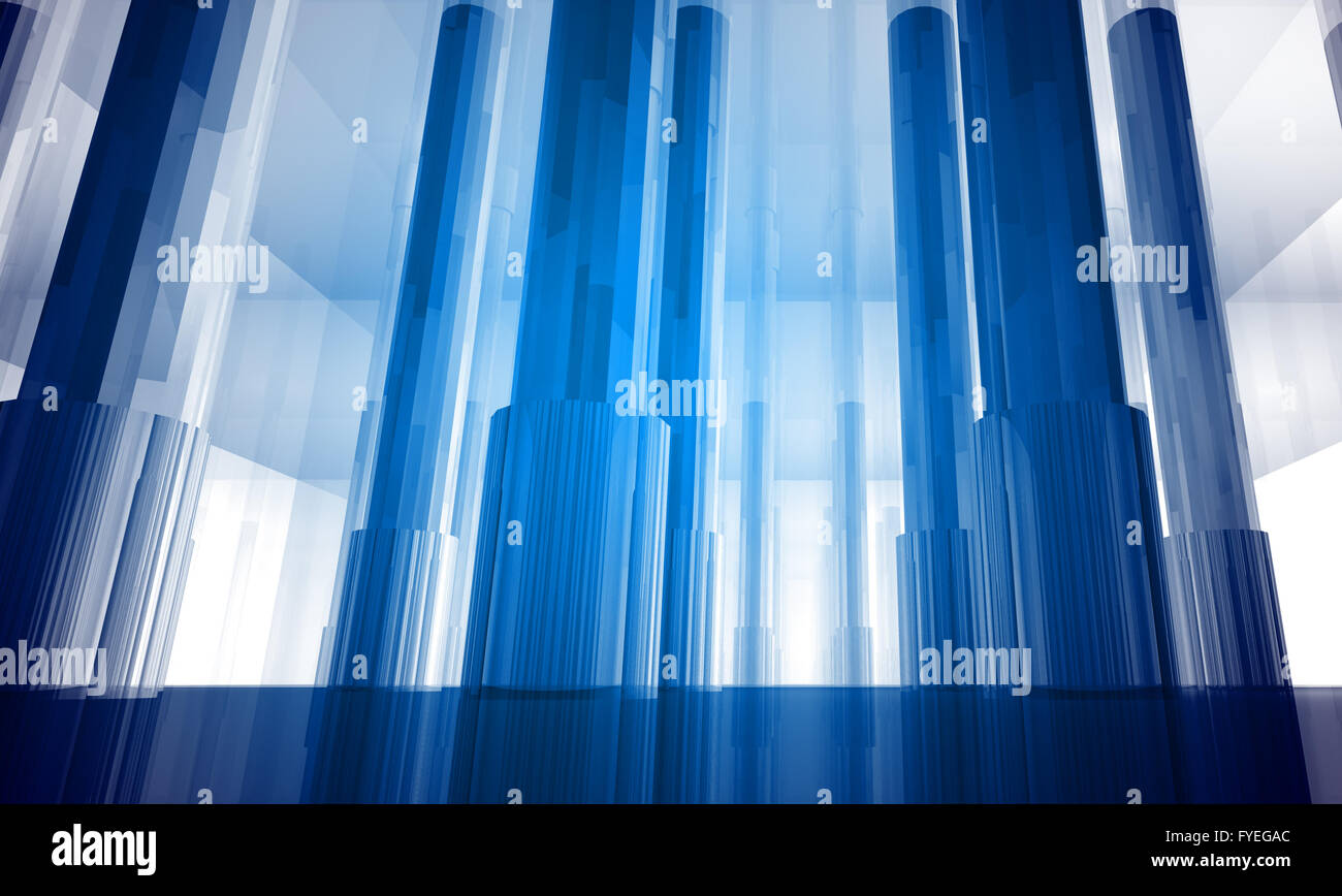 Indoor building. Office space with blue light effects Stock Photo - Alamy