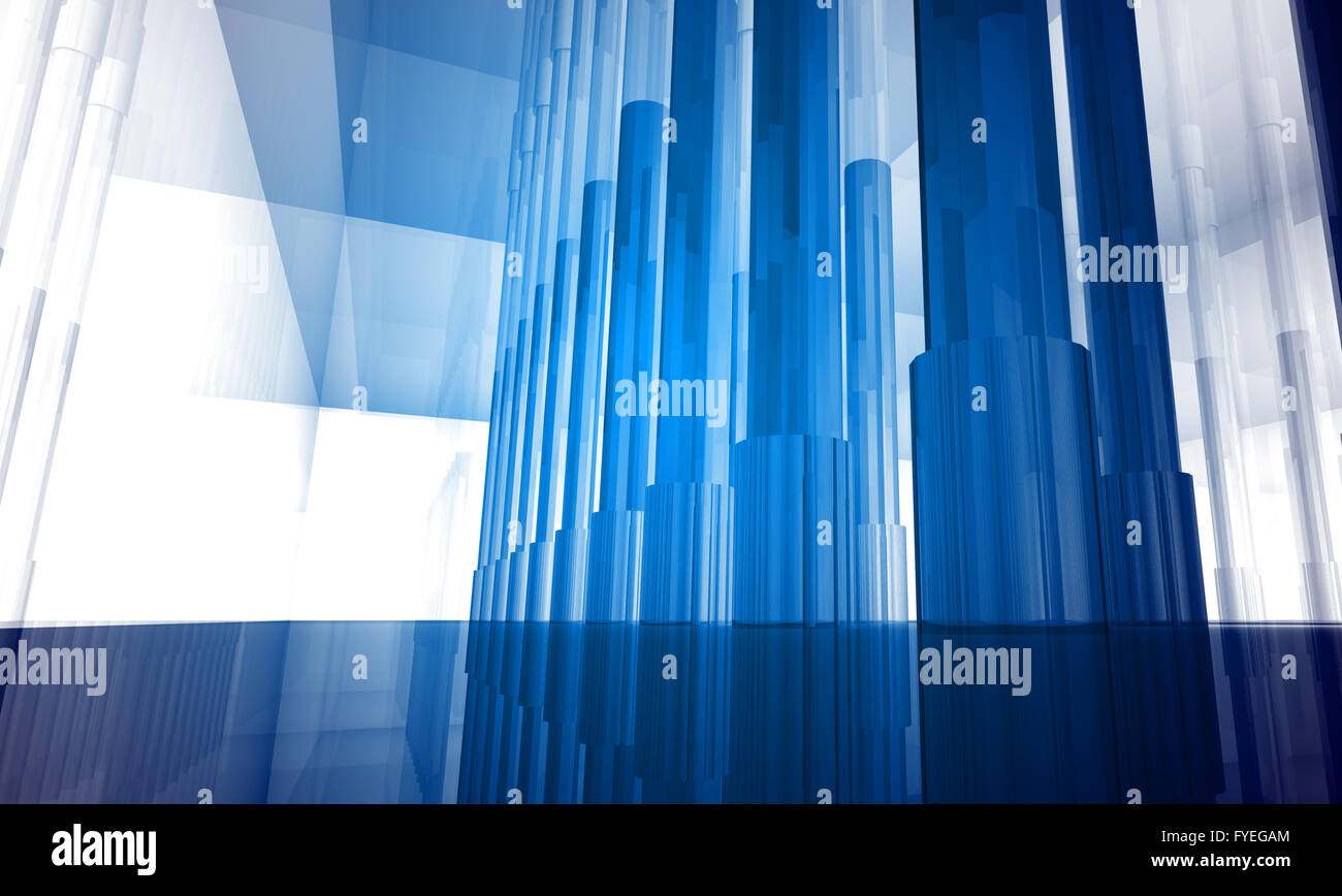 Indoor building. Office space with blue light effects Stock Photo - Alamy