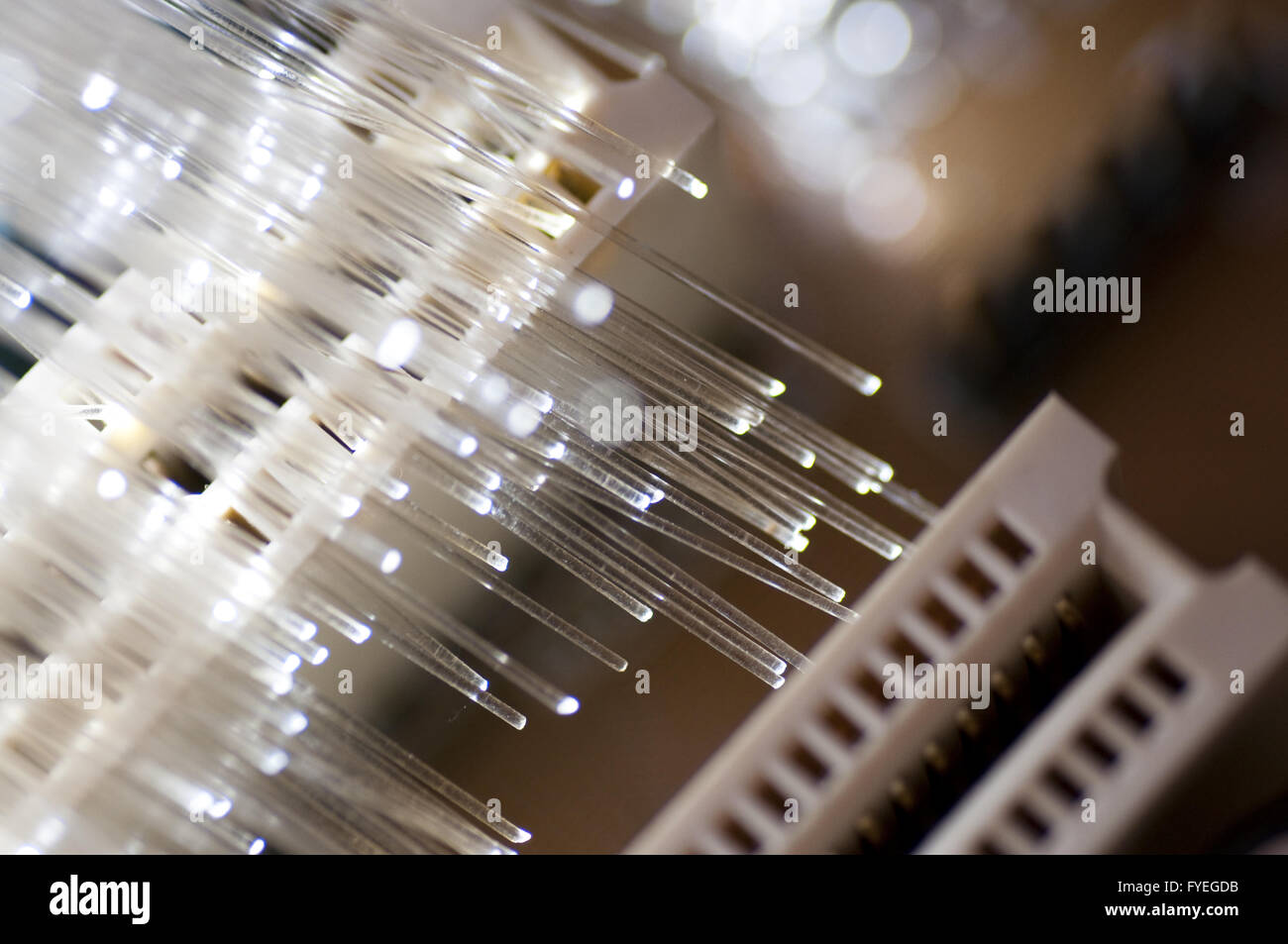 Optical fiber picture with details and light effects Stock Photo - Alamy
