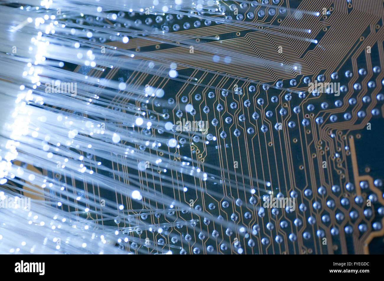 Optical fiber picture with details and light effects Stock Photo - Alamy