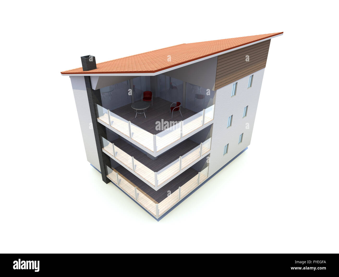 Terrace modern residential building Cut Out Stock Images & Pictures - Alamy