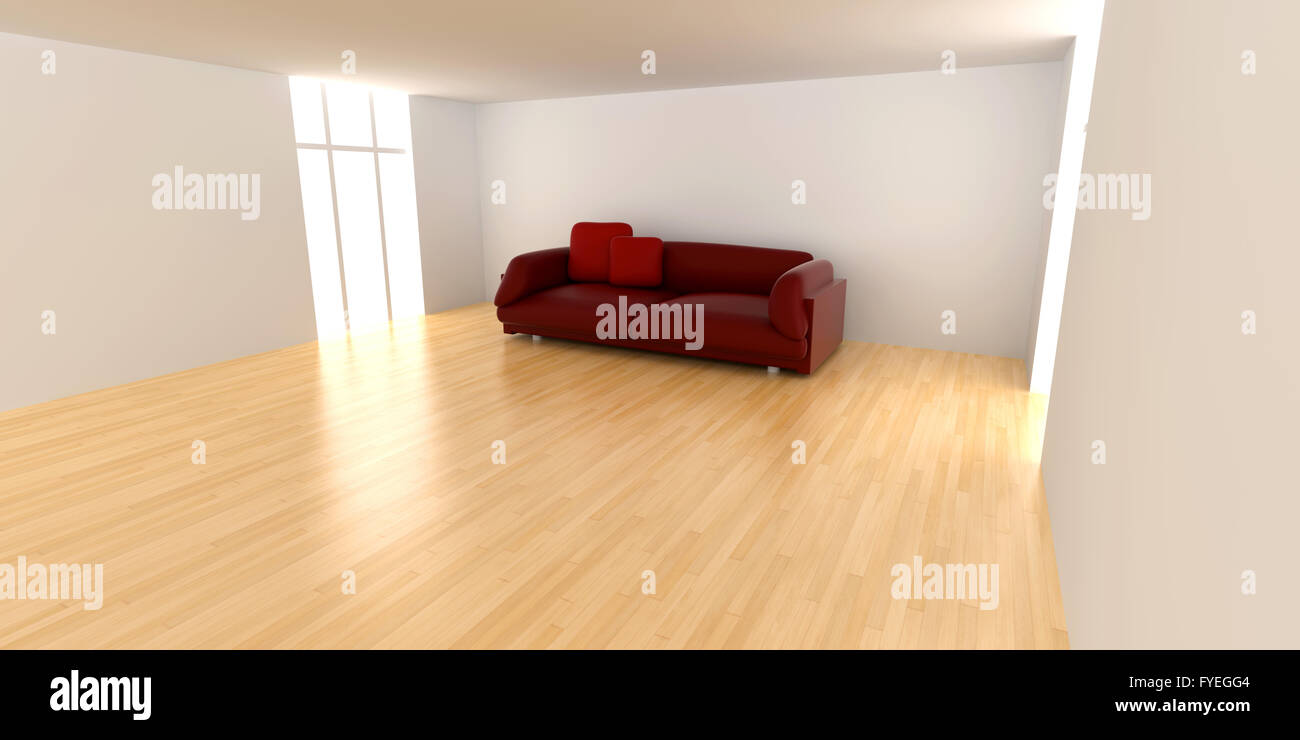 Red Sofa in an empty room Stock Photo - Alamy