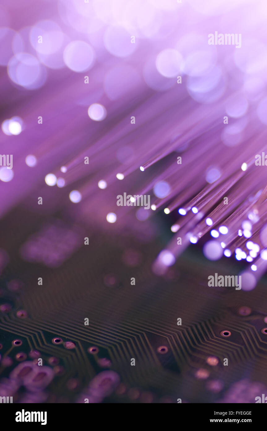 Optical fiber picture with details and light effects Stock Photo - Alamy