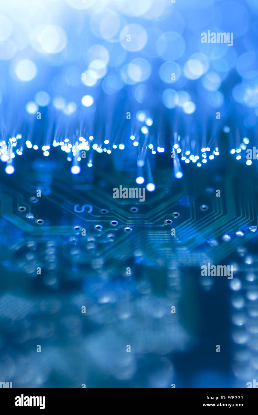 Optical fiber picture with details and light effects Stock Photo - Alamy
