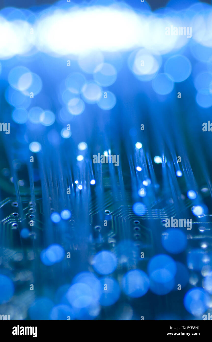 Optical fiber picture with details and light effects Stock Photo - Alamy