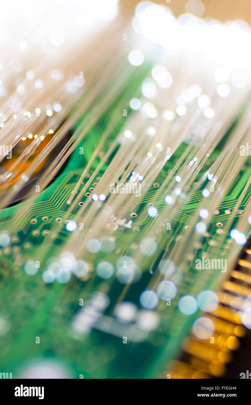 Optical fiber picture with details and light effects Stock Photo - Alamy