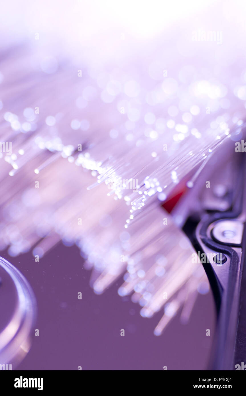 Optical fiber picture with details and light effects Stock Photo - Alamy