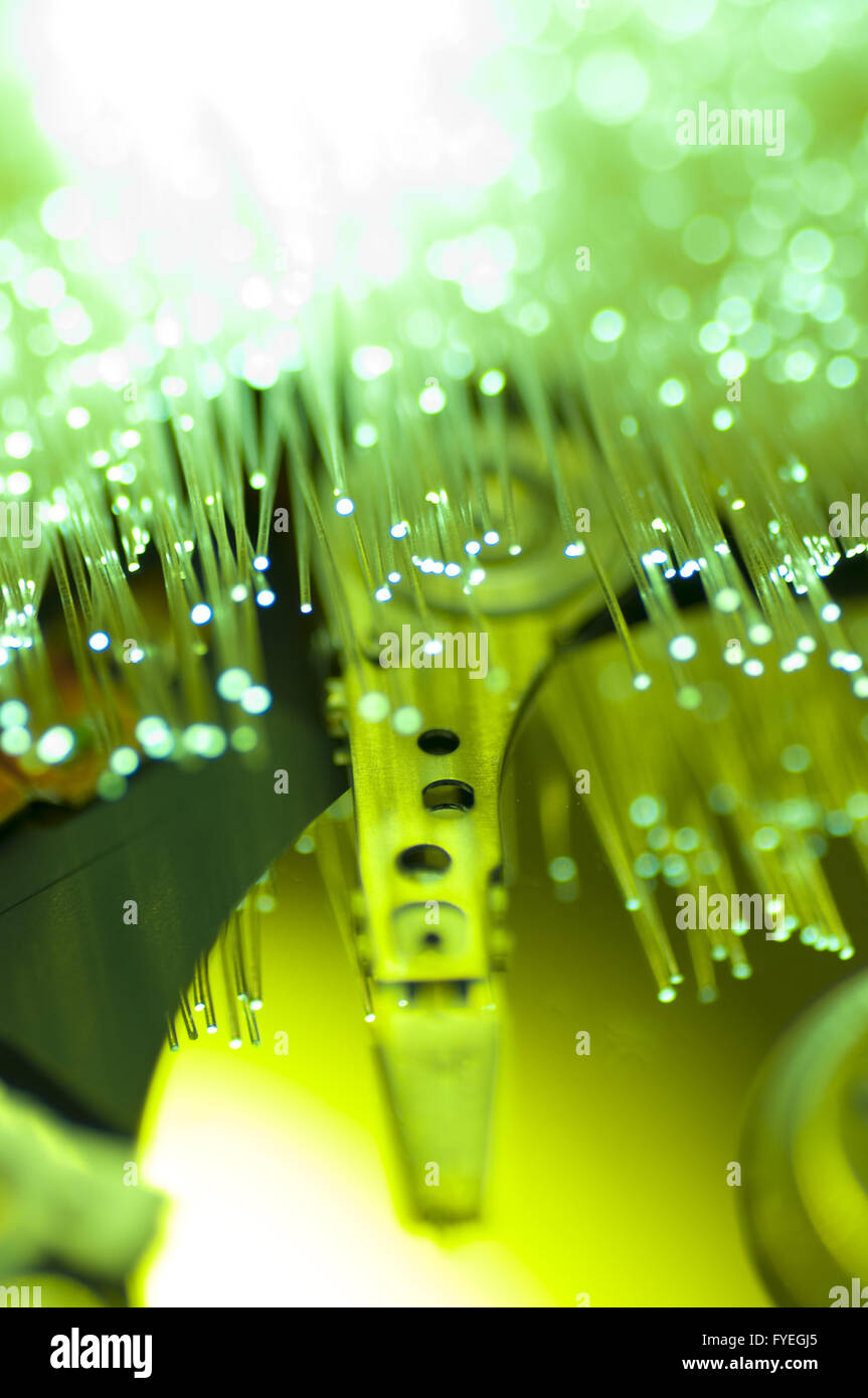 Optical fiber picture with details and light effects Stock Photo - Alamy