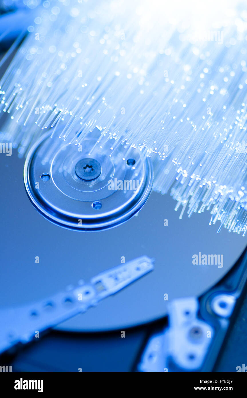Optical fiber picture with details and light effects Stock Photo - Alamy