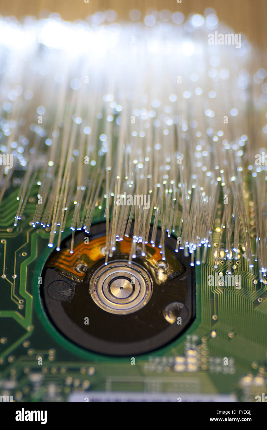 Optical fiber picture with details and light effects Stock Photo - Alamy